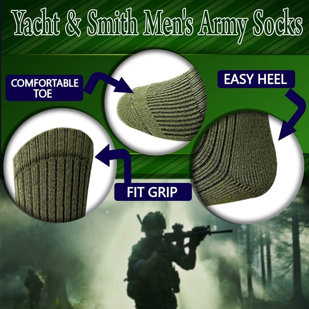 6 PK Military Grade Wick Dry Crew Socks , Boot Sock, Army Green -Mens ...