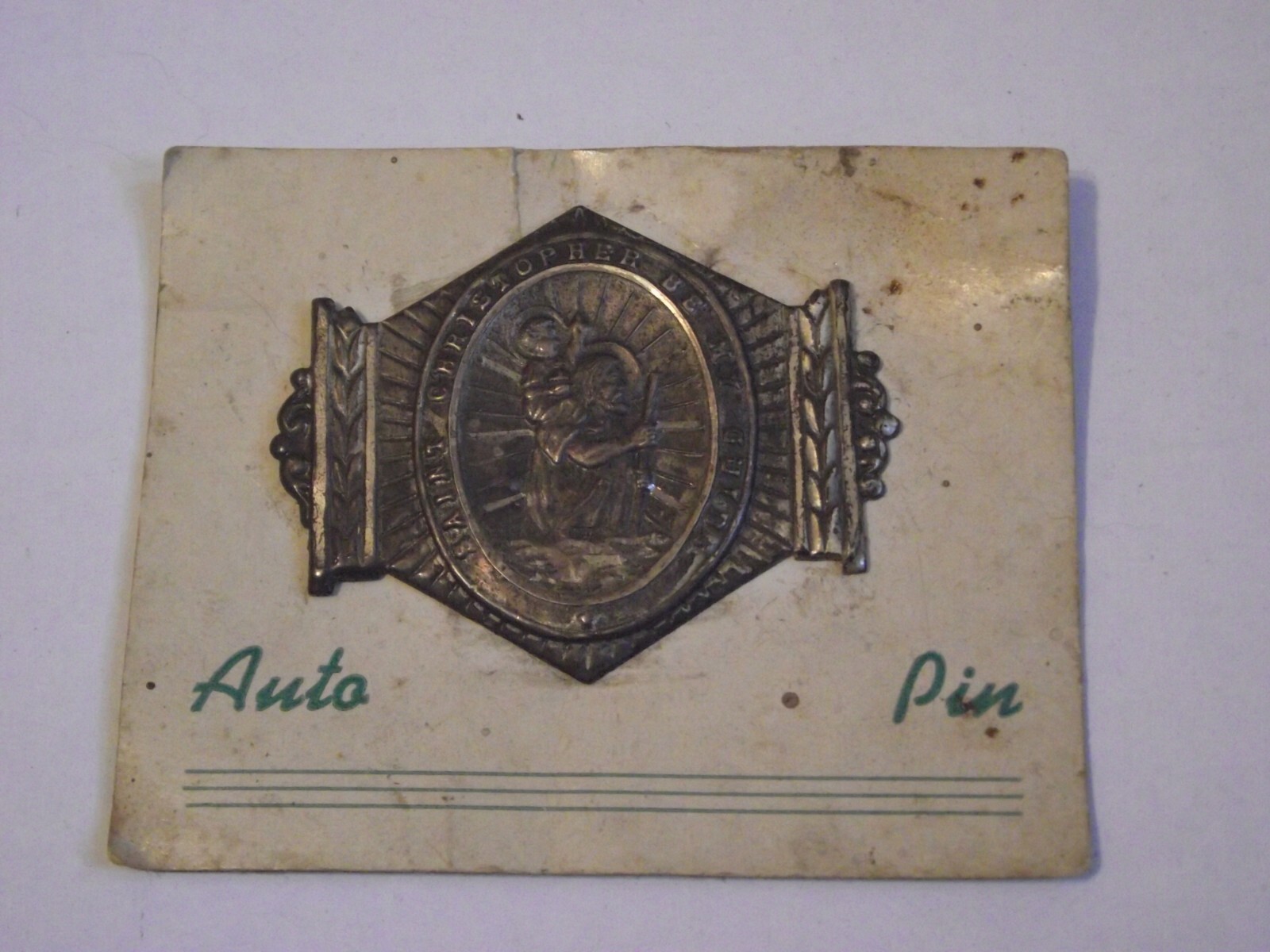 Vintage Saint St Christopher be my guide patron of travel car visor pin ...