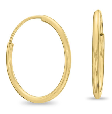 Real Solid 1/20 14K Yellow Gold Round Endless Hoop Earrings mm Women ...