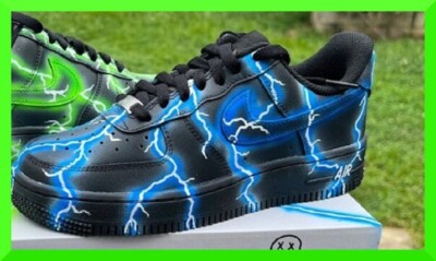 Custom Air Force 1 Blue Black Lightning/Air Force 1 Custom Shoes NEW IN ...