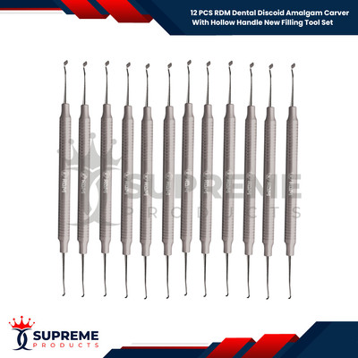 12 PCS RDM Dental Discoid Amalgam Carver With Hollow Handle New Filling ...