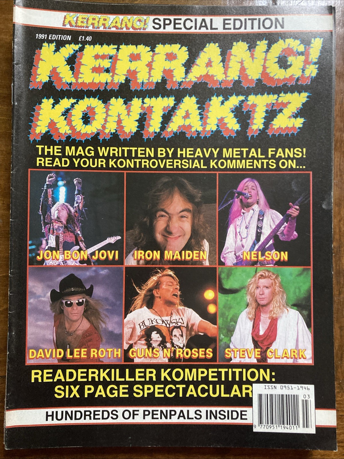 Kerrang! Kontaktz 1991 Jovi Iron Maiden Guns N Roses Dave Lee Roth Def ...