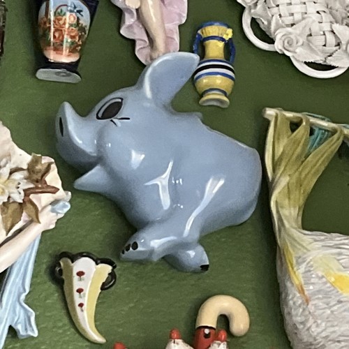 Vintage Morton Pottery Blue Skedaddle Pig Wall Pocket Planter 1930s ...