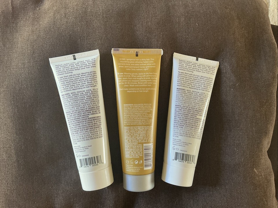 Madison Reed Miele Color Reviving Hair Gloss Honey Gold Tones 3 TUBES ...