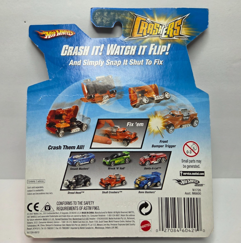 Hot Wheels Crashers Skull Crushers Side-Flipping Crash 'EM Fix 'EM w ...