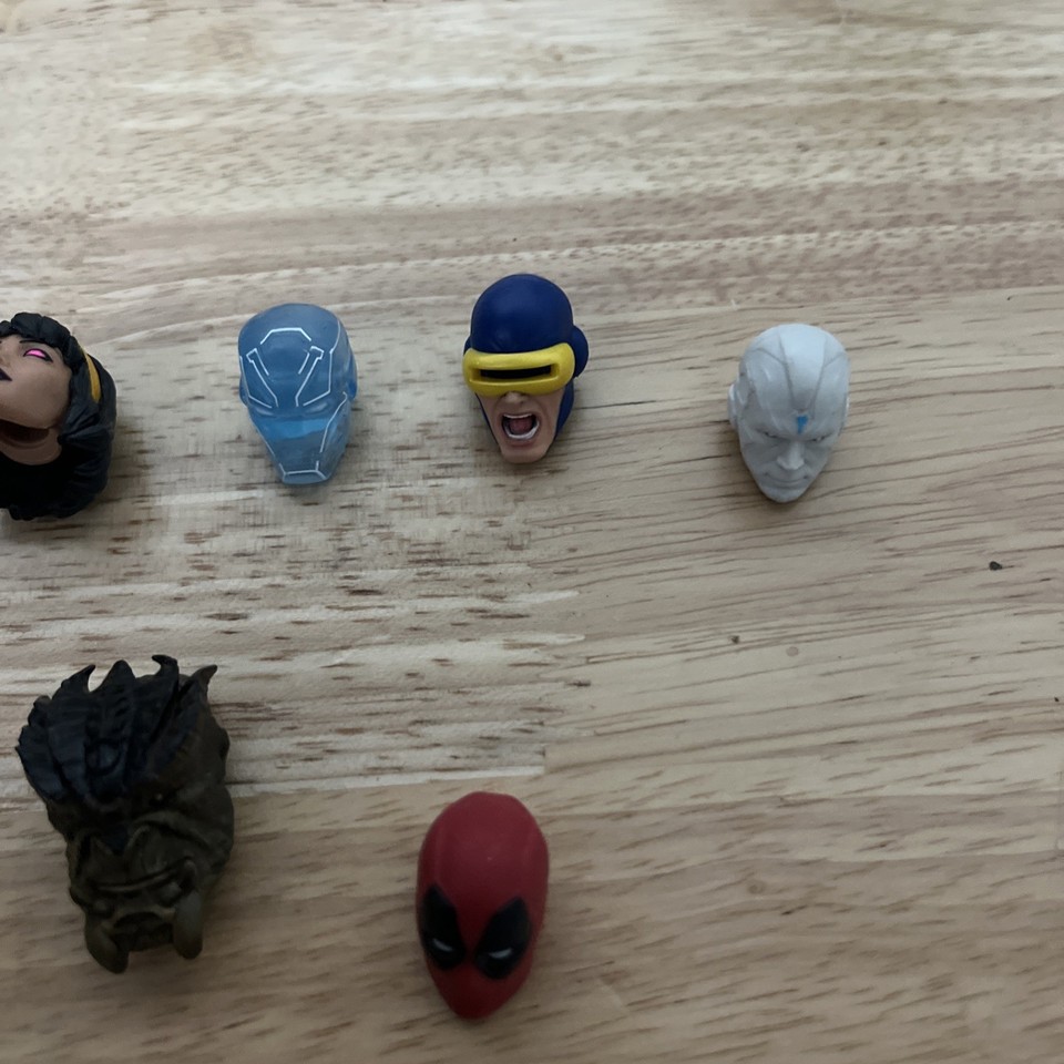 Marvel Legends (x9) Head Lot Fodder Only Hasbro Cyclops Deadpool Green ...