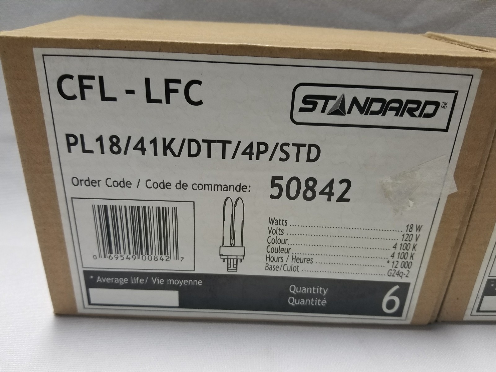 Lot of 12 Standard CFL-LFC PL18/41K/DTT/ 4P/STD Fluorescent Lamp ...