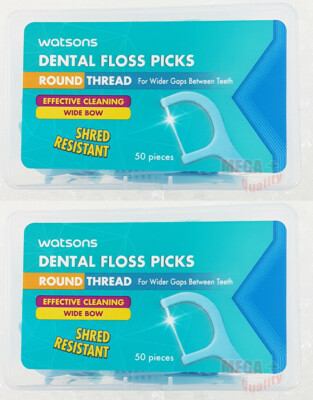 2 x Watsons Wide Bow Flat Oral Dental Floss Picks Tightly Spaced Teeth ...