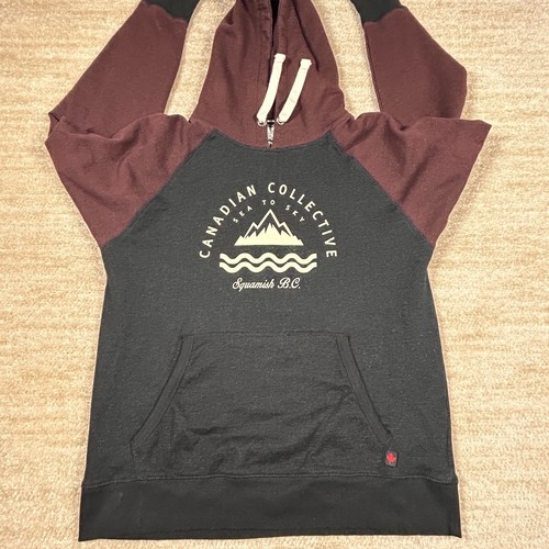 Canadian Collective Hoodie Mens Large Black Maroon Cotton Streetwear ...