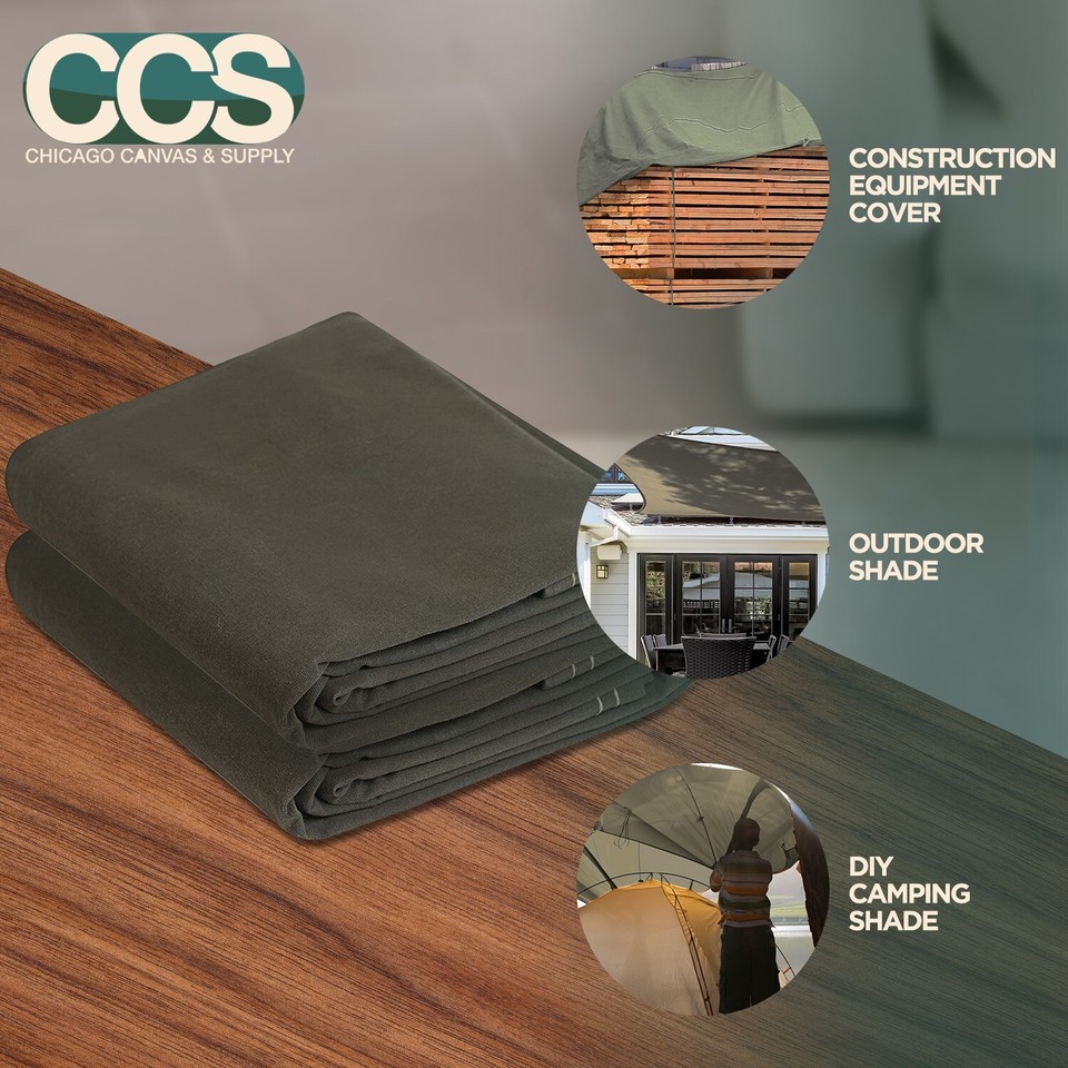 Chicago Canvas & Supply 12' x 14' Cut Size GREY 16 oz Heavy Duty Canvas ...