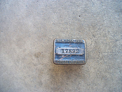 vintage 1914 NYC New York Public Vehicle Chauffeur CDL pin badge ...