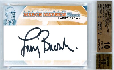 2012 SPORTKINGS LARRY BROWN MARCH MAYHEM CUT AUTO GRADED BGS PRISTINE ...