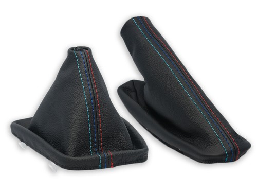 FOR BMW E36 E46 GEAR SHIFT BOOT + HANDBRAKE GAITER LEATHER STITCH ...