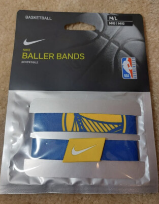 NIKE REVERSIBLE BALLER BANDS WRISTBANDS NBA GOLDEN STATE WARRIORS, M/L ...