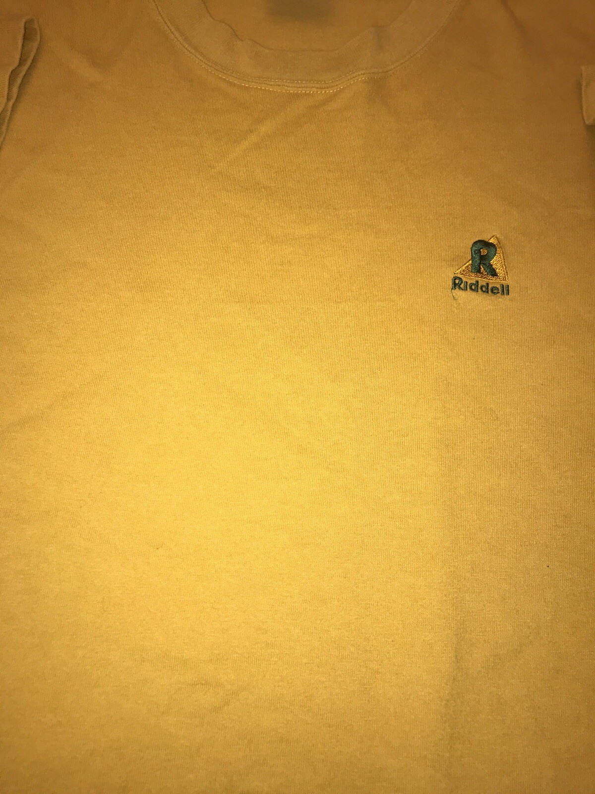 RIDDELL Logo VINTAGE T Shirt Men’s XXL YELLOW Sewn Logo Mustard Thick ...