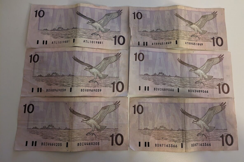 1989 Ten Dollar Bill $10 Canada Lightly Circulated One Random Bill from ...