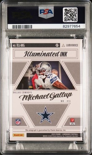 2023 Panini Luminance Illuminated Ink #ILLMG 3/5 Michael Gallup GOLD ...