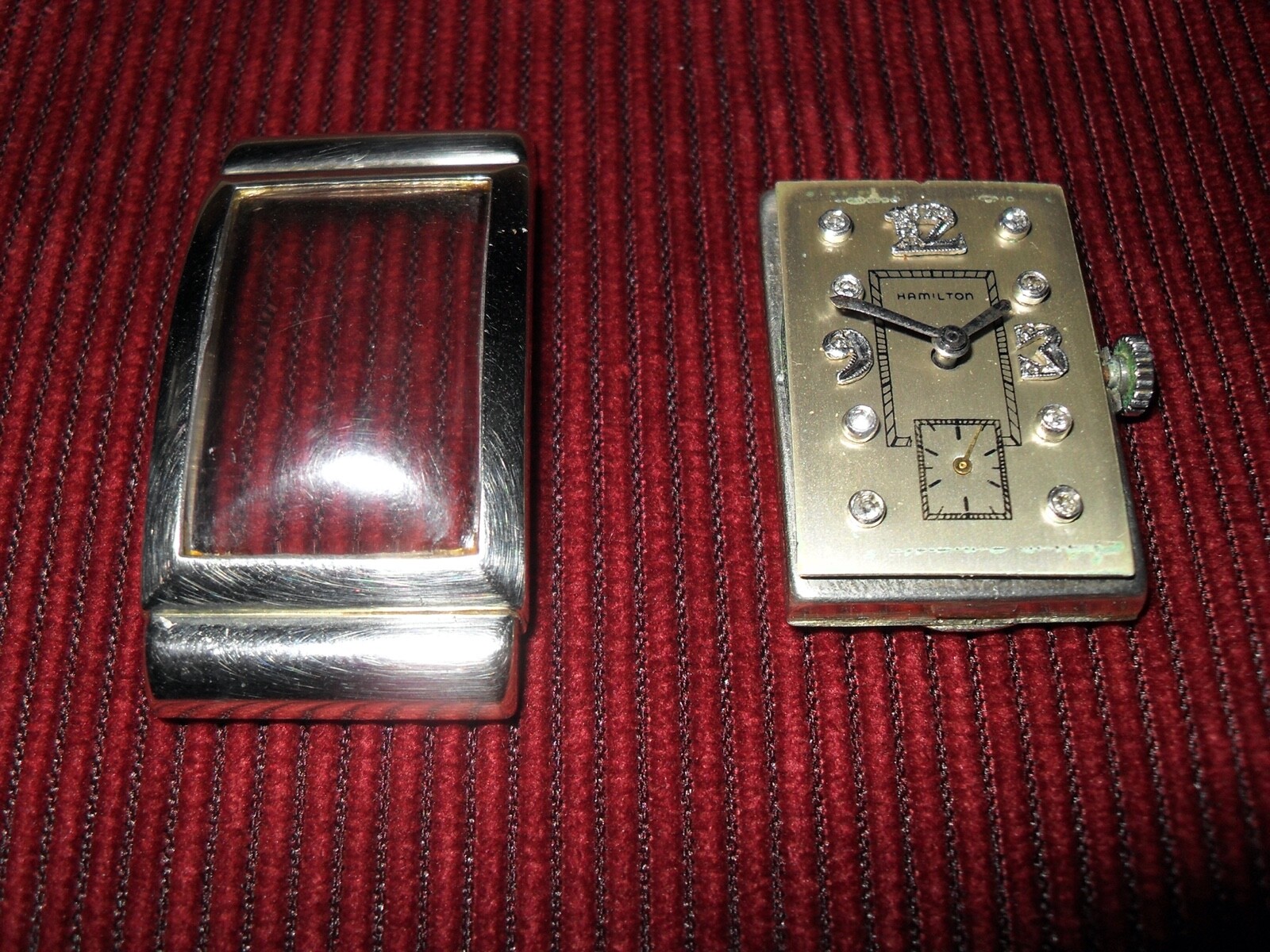 Hamilton 14K White-Gold-Diamond "Tank Style" 980 in Original Box ...