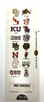 NEW 1982 Big 8 Eight Football Schedule 1981 Record Oklahoma Nebraska ...