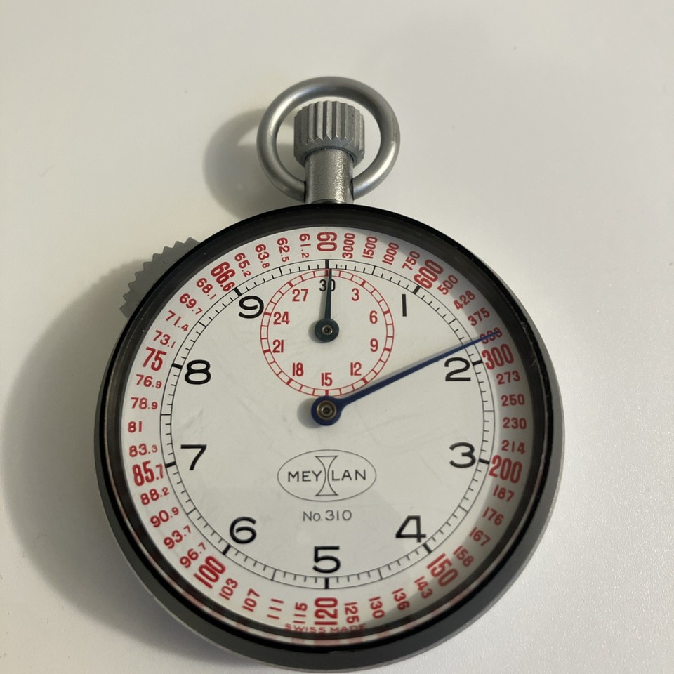 RARE Vintage Meylan Pocket Stop Watch Timer Wind Up No. 310 Swiss Split ...