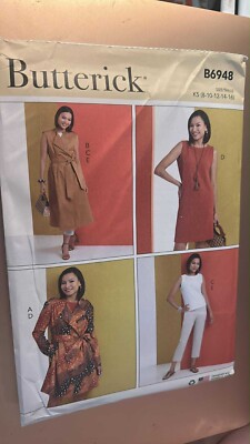 BUTTERICK PATTERN 6948 JACKET VEST DRESS TOP MISSES SIZES 8 10 12 14 16 ...
