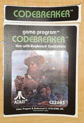 Replacement Atari 2600 Codebreaker Label - Machine cut just peel and stick | eBay