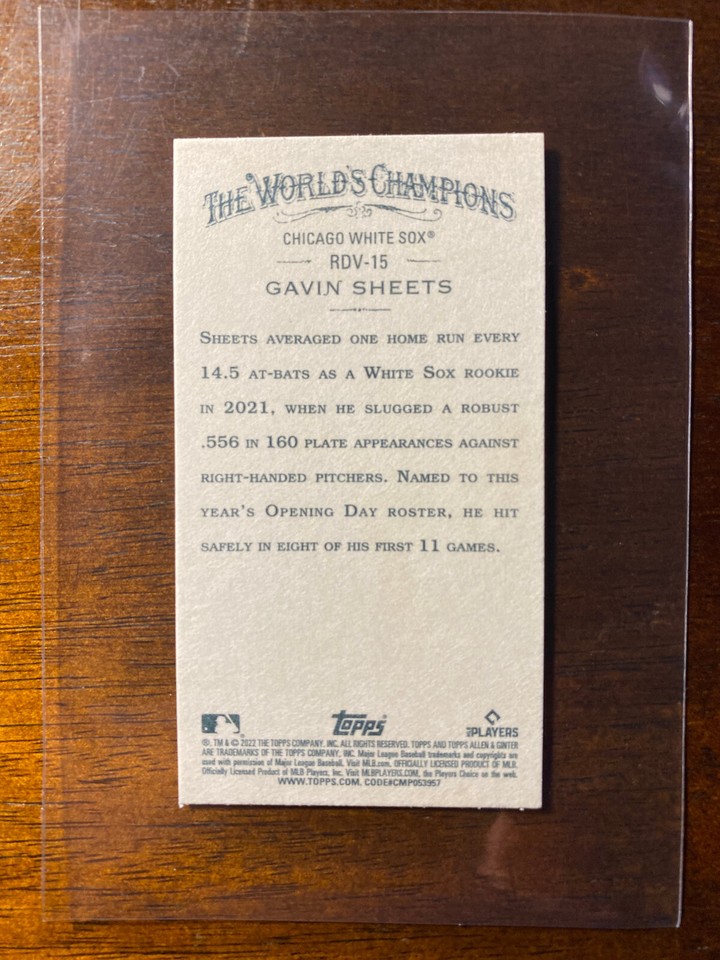 2022 Topps Allen & Ginter Gavin Sheets #RDV-15 RC Mini Rookie Design ...