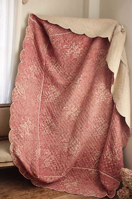 Bed Cover Antique French toile de Alsace 1840 pink bedding old intact ...