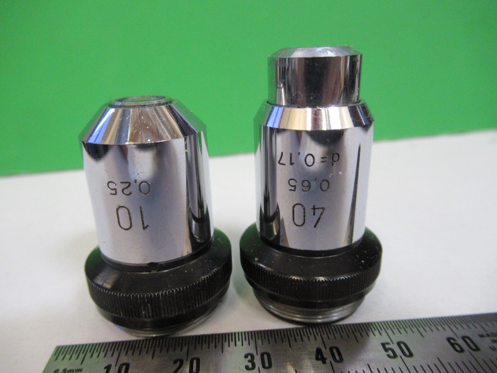 LOT OBJECTIVES 10X 40X WILD HEERBRUGG SWISS MICROSCOPE PART AS PICTURED ...