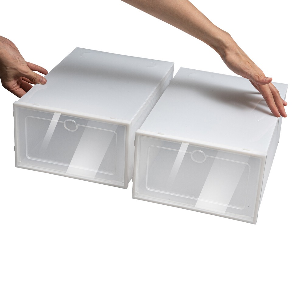24Pcs Shoe Storage Box Clear Plastic Shoes Case Stackable Organizer ...