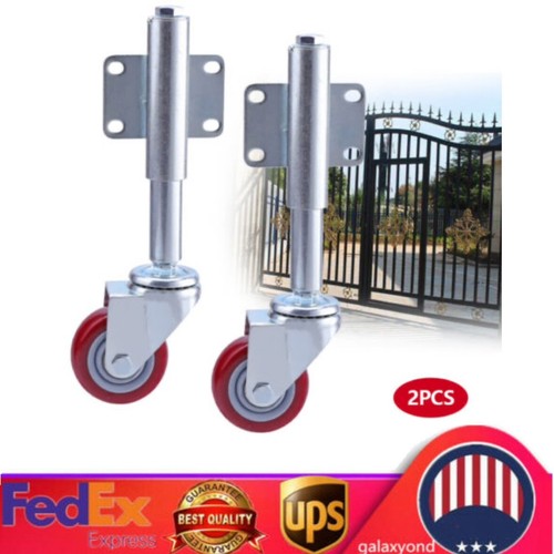 2Pcs Metal Gate Wheel Flat with Spring Loaded Swivel Caster 220lbs Load ...