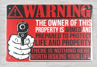 property owner armed Pro Gun 2nd Amendment tin metal sign wall piece | eBay