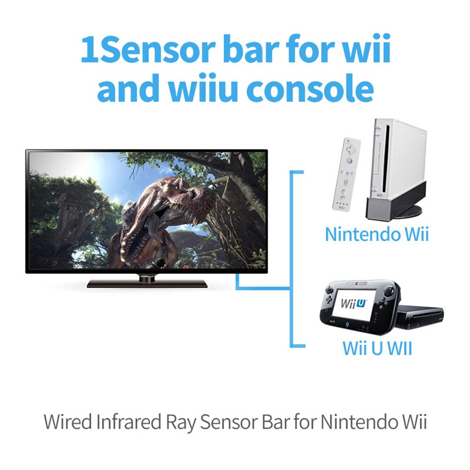 Game Move Remote Bar with Extension Cord Video Game Sensor Bar for Wii ...