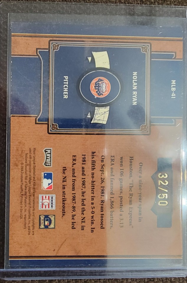 2004 Playoff Prime Cuts II MLB-41 Nolan Ryan Bronze /50. | eBay