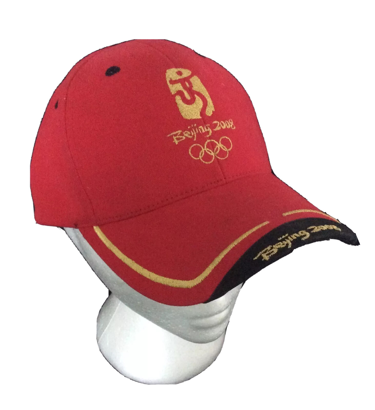 Red Black & Gold 2008 Beijing Olympics Souvenir Ball Cap Adjustable ...