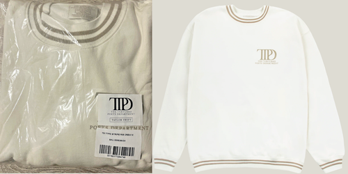 Taylor Swift Tortured Poets Department TTPD Stripe Rib Crew Sweater ...