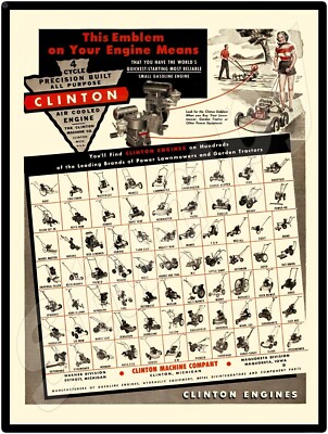 Clinton Engines Ad Metal Sign 9" x 12" or 12" x 16" | eBay