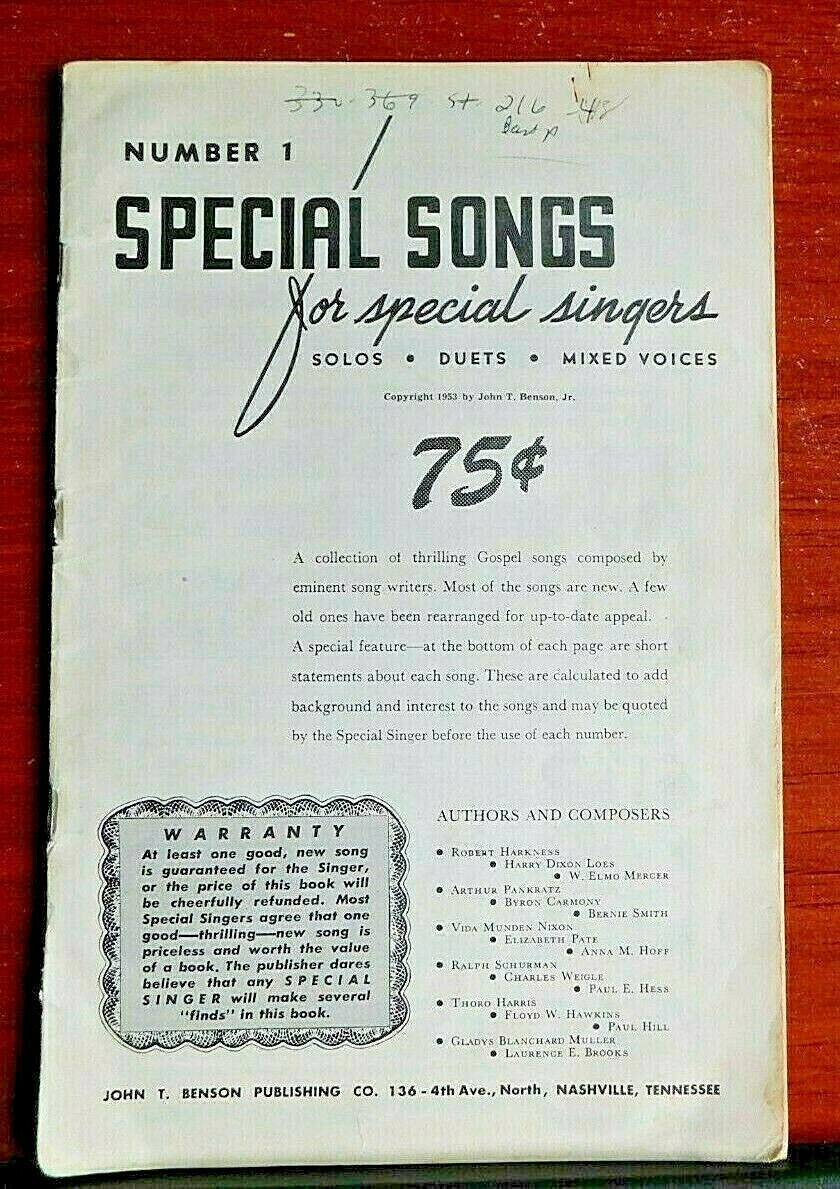 Special Songs for special Singers 1- 1953 songbook sheet music Solos ...