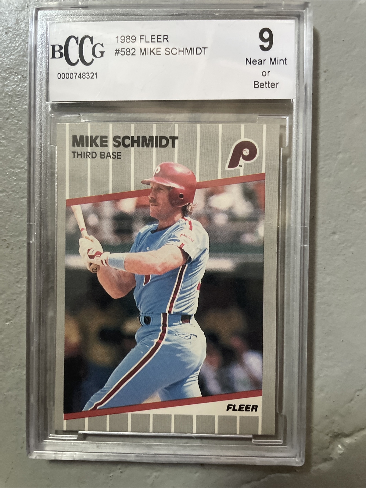 1989 MIKE SCHMIDT FLEER BASEBALL CARD #582 BCCG GRADED 9 | eBay