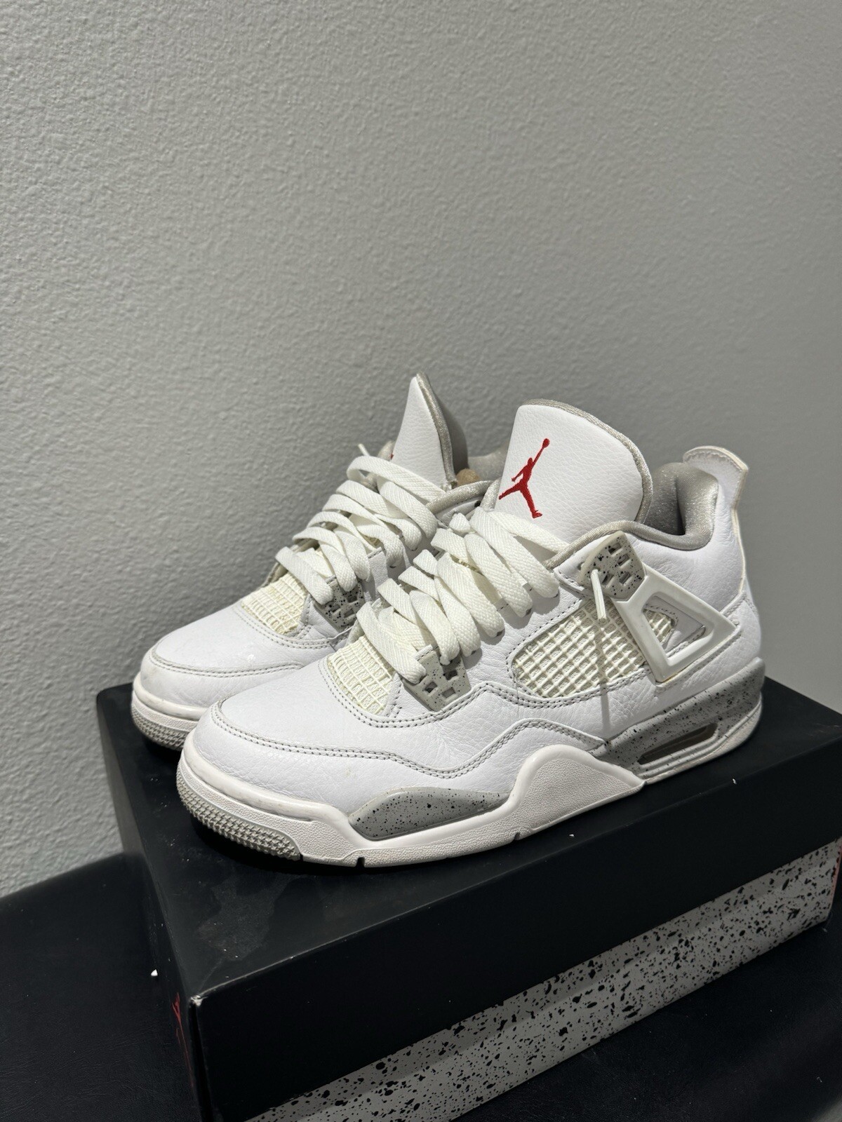 Size 7y - Jordan 4 Retro white oreo (GS) - Gem