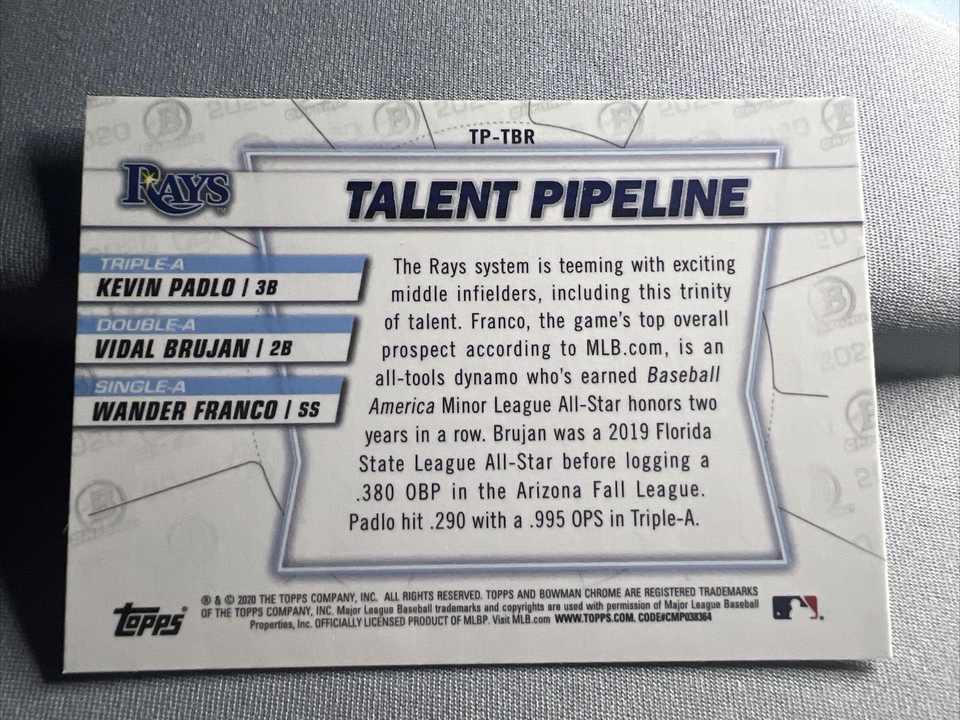 2020 Bowman Chrome RAYS Talent Pipeline Wander Franco/Padlo/ Brujan RC ...
