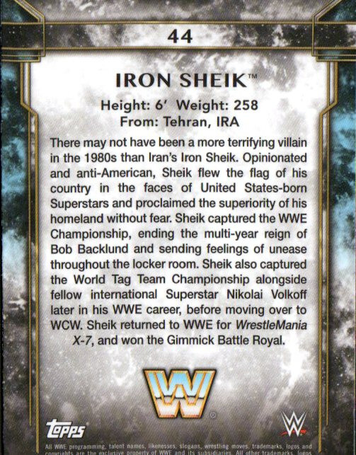 2017 Topps Legends of WWE Wrestling Card #44 Iron Sheik | eBay