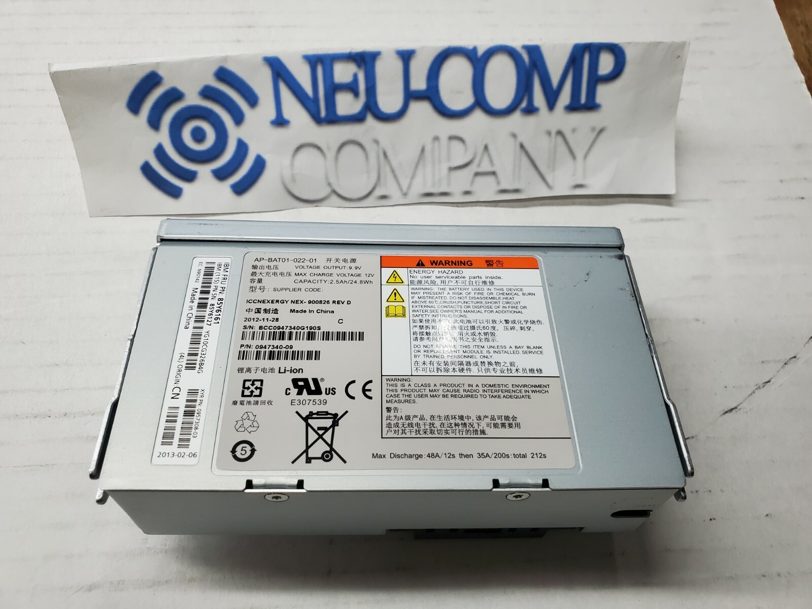 IBM V7000 Backup Battery 85Y5898 00AR301 2076-124 2076-112 2076-312 ...