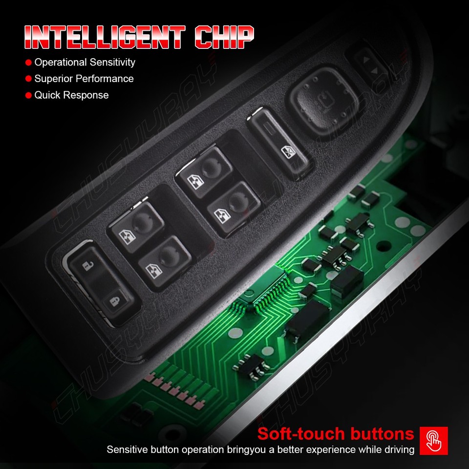 Driver Side Door Lock Switch & Power Window Switch with Black Bezel ...