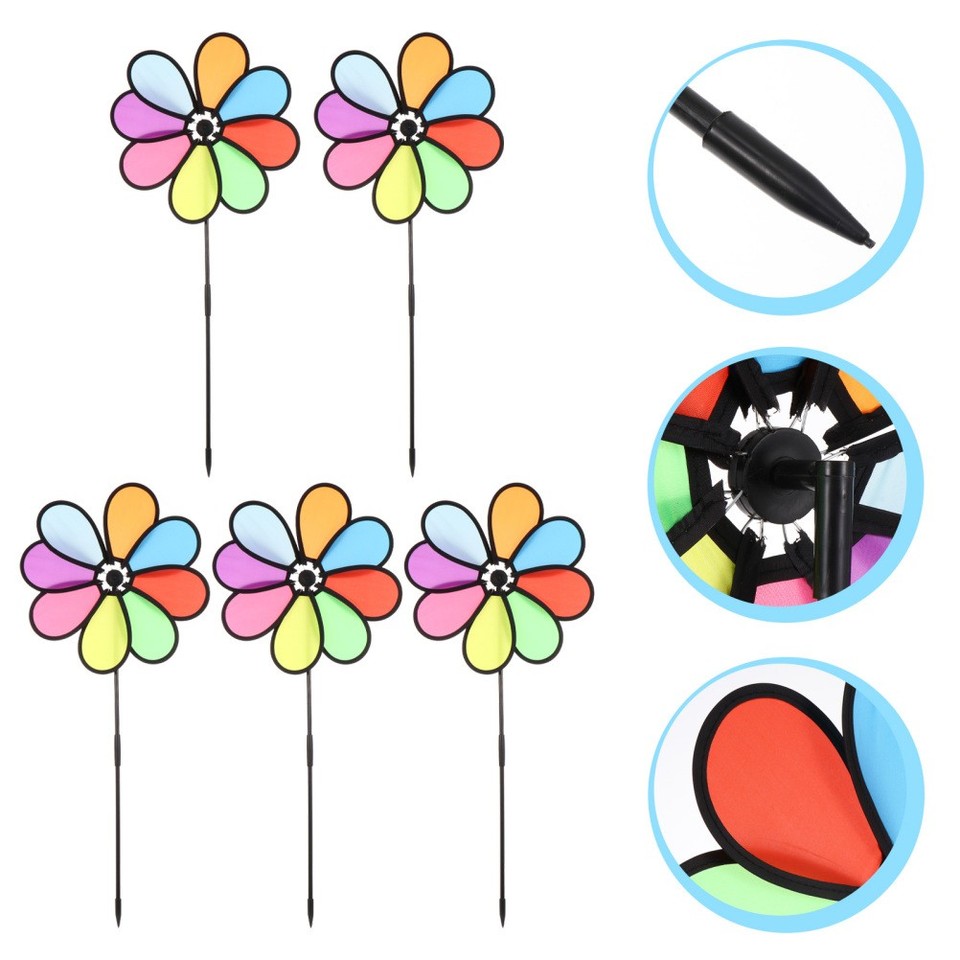 5Pcs Decorative Garden Pinwheels 8-petal Sunflower Windmills Children ...