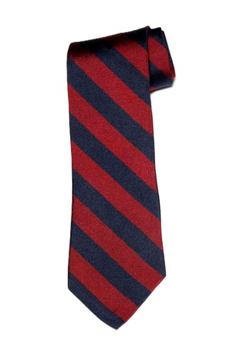 VTG Jos A Bank Repp Stripe Tie Silk Red Navy Blue Hand Sewn in USA Men ...