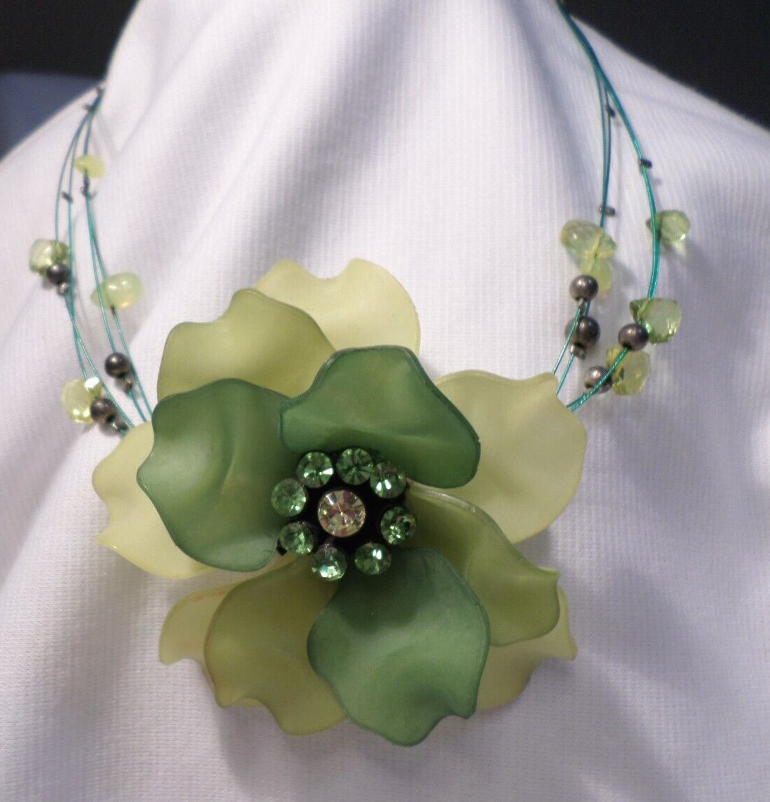 Vintage Hallmarked R Acrylic Plastic Shades of Green … - Gem