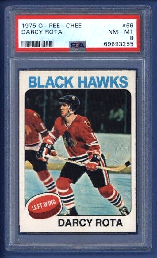 1975-76 OPC O-Pee-Chee #66 DARCY ROTA PSA 8 NM-MT Chicago Blackhawks ...