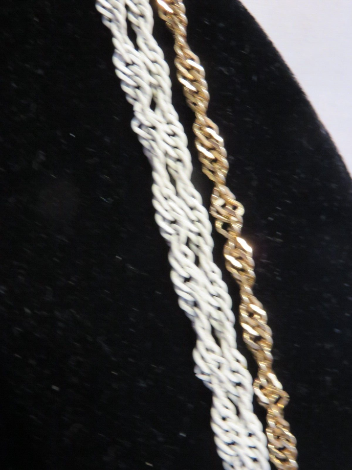 Vintage Gold Tone & White Triple Rope Chain Necklace | eBay