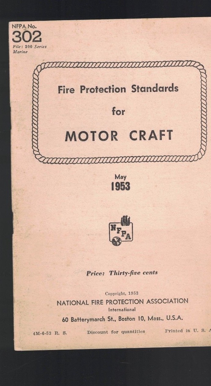 Fire Protection Standards for Motor Craft May 1953 NFPA 302 Boats | eBay